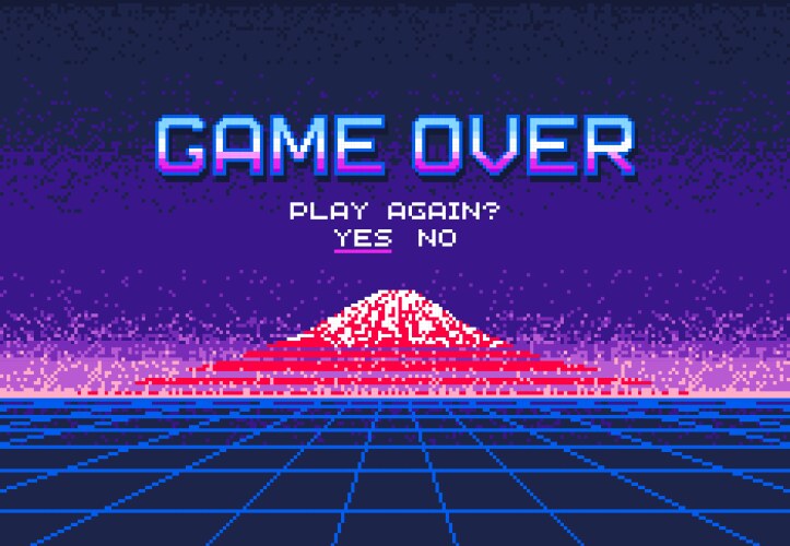 Game over screen message Royalty Free Vector Image