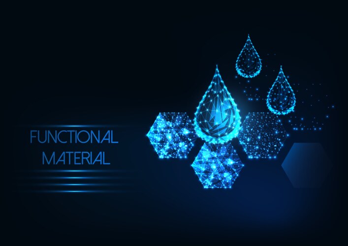 Futuristic glowing low poly falling water drops Vector Image
