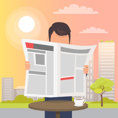 Cartoon children reading a newspaper Royalty Free Vector