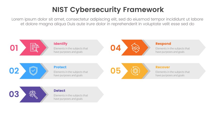 Nist cybersecurity framework infographic 5 point Vector Image