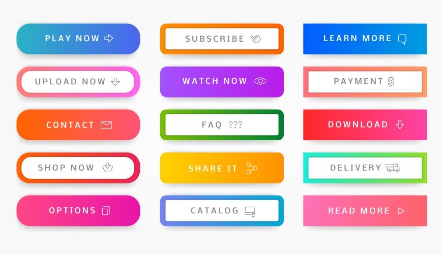 Gradient buttons rectangular next page button Vector Image