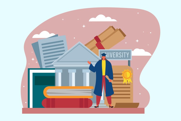 College graduate flat design Royalty Free Vector Image