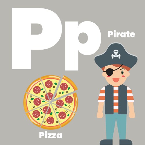 Cute children abc alphabet flashcard words Vector Image