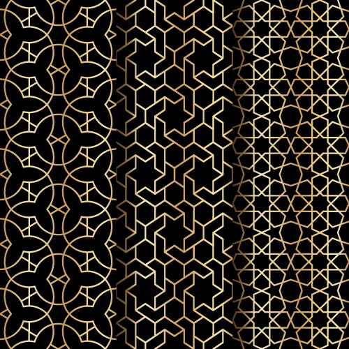 Gold islamic pattern on black background Vector Image