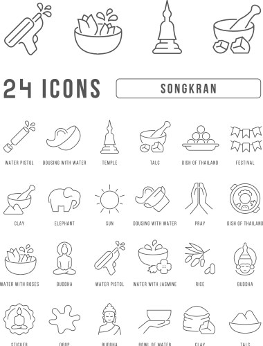 Line icons songkran Royalty Free Vector Image - VectorStock