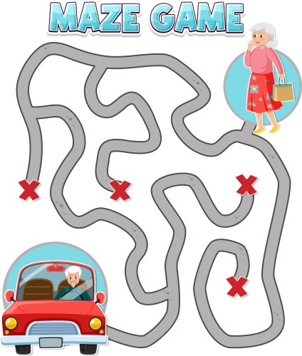 Maze game template for kids Royalty Free Vector Image