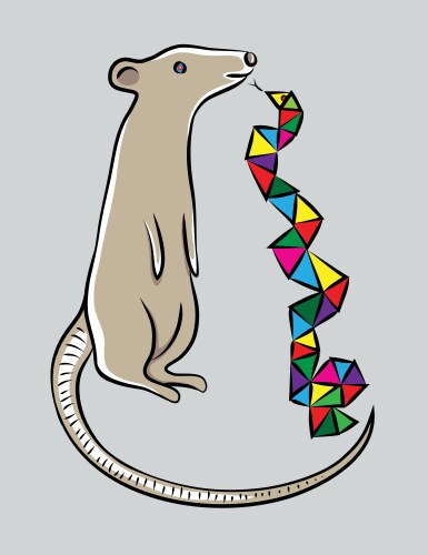Cartoon green snake eating a mouse Royalty Free Vector Image