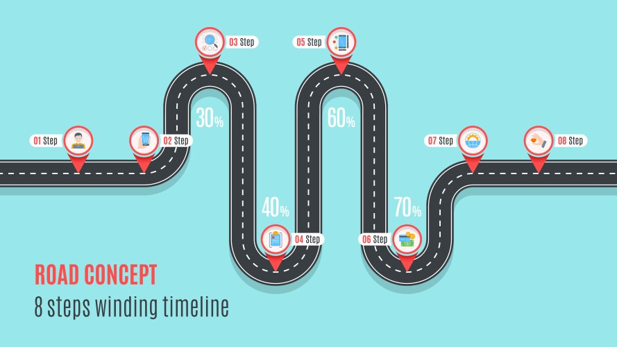 Colorful road infographic timeline with icons Vector Image