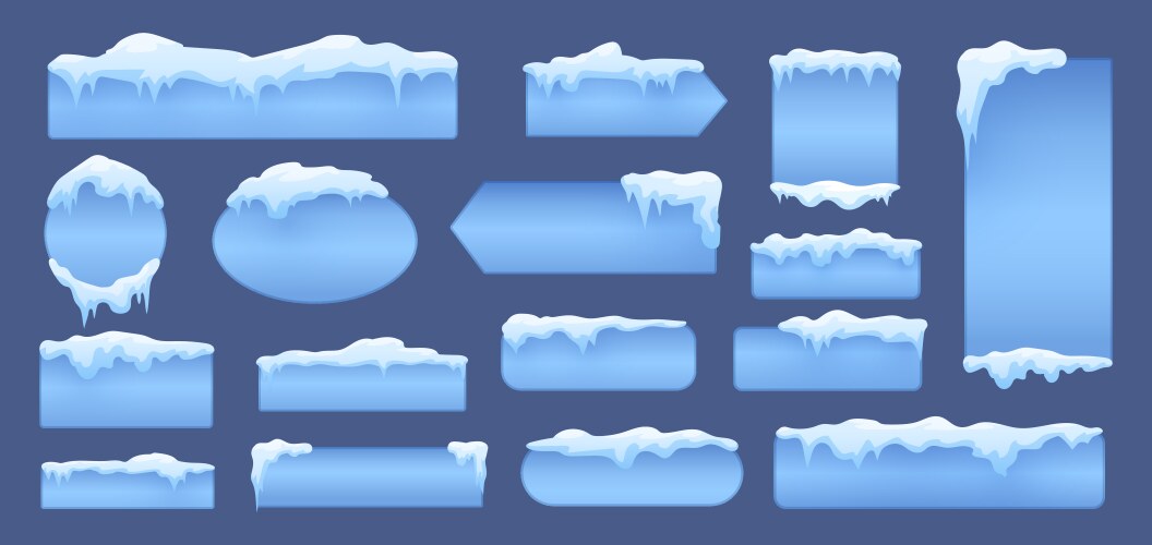 Cartoon snow caps snowdrifts and icicles snowy Vector Image