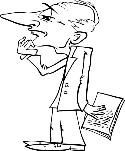 Professor or writer cartoon coloring page Vector Image Professor or writer cartoon coloring page Vector Image