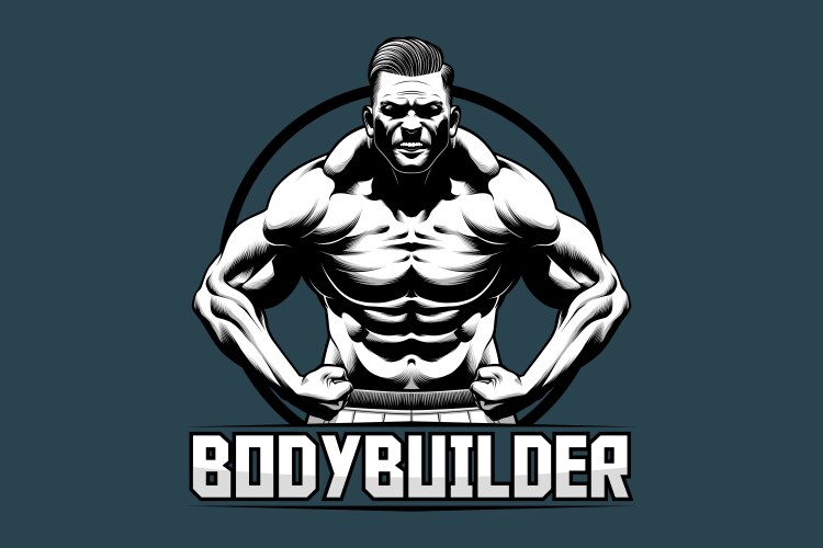 Bodybuilder male figure icon gym logo template Vector Image