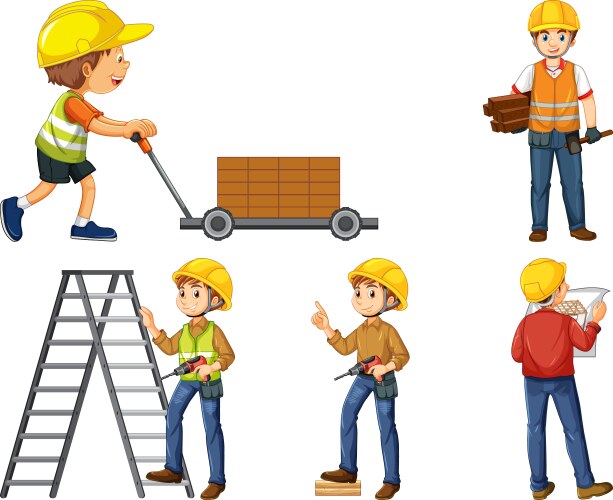 Carpenter with wood and tools Royalty Free Vector Image