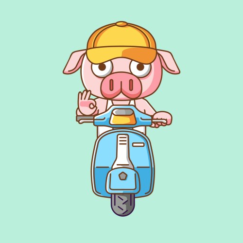 Cute bear riding scooter animal kawaii chibi Vector Image
