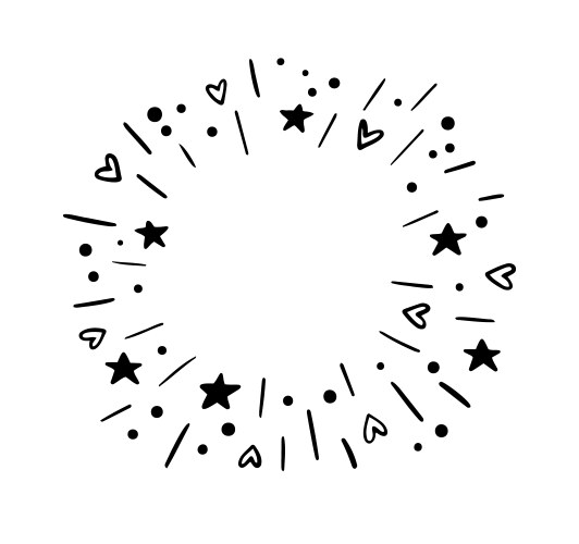 Round frame doodle style festive fireworks stars Vector Image
