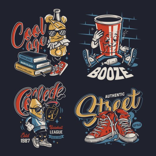 Vintage monochrome college logos Royalty Free Vector Image