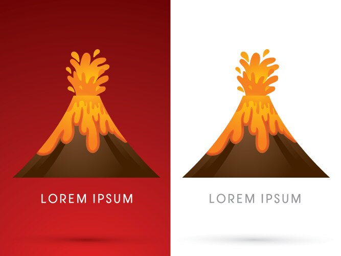 Erupting volcano icons set cartoon Royalty Free Vector Image