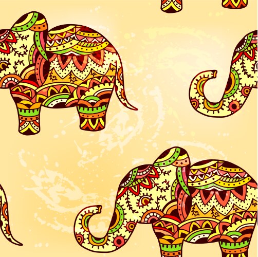 Ethnic Tribal Pattern with Elephant Royalty Free Vector