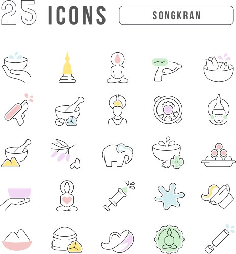 Line icons songkran Royalty Free Vector Image - VectorStock