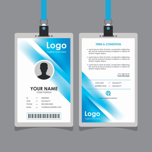 Abstract blue wave id card design template Vector Image