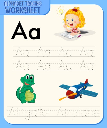 Letter a with apple cartoon Royalty Free Vector Image