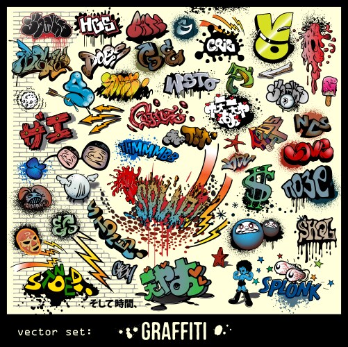 Graffiti street art elements Royalty Free Vector Image