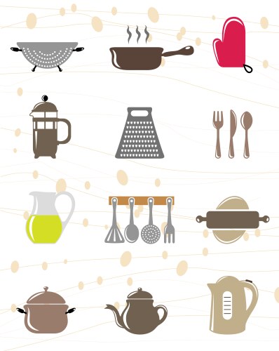 Kitchen Objects Collection Royalty Free Vector Image