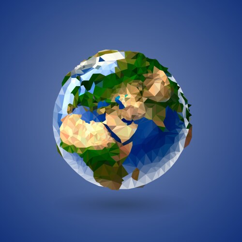 Earth on laptop screen low poly Royalty Free Vector Image