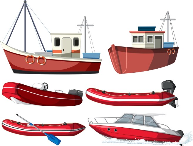 Boat set Royalty Free Vector Image - VectorStock
