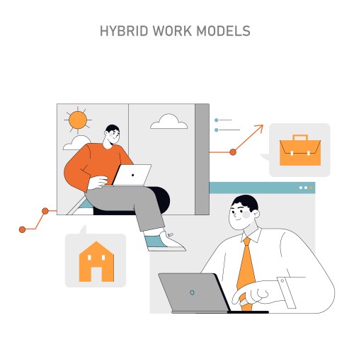 Hybrid work models Royalty Free Vector Image - VectorStock
