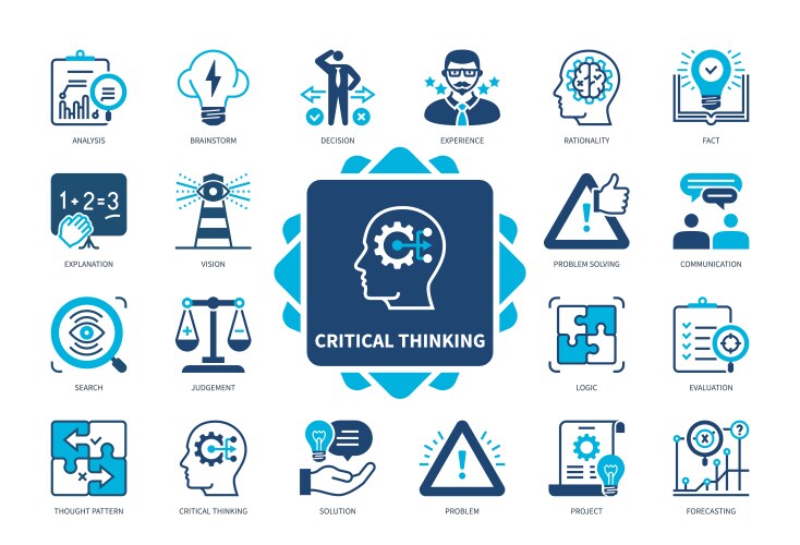 Critical thinking concept with icons and signs Vector Image