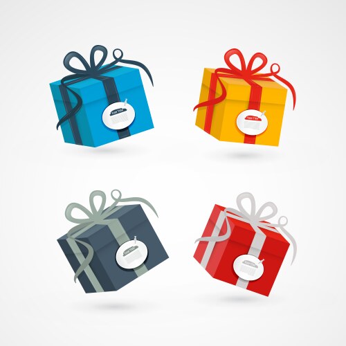 Stack of gift boxes blue and red ribbon bow Vector Image