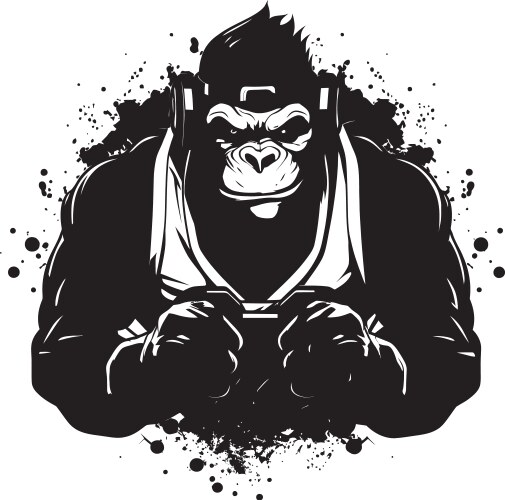 Primate powerplay muscular chimpanzee logo Vector Image