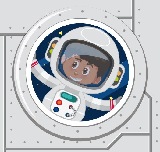 Spaceship window with astronaut Royalty Free Vector Image