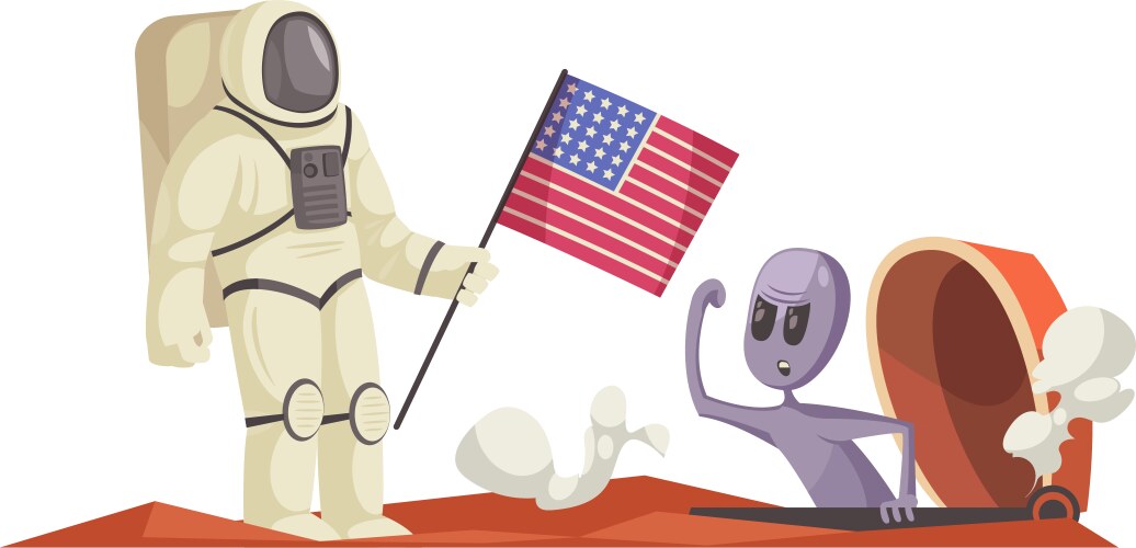 Farmer chasing alien Royalty Free Vector Image