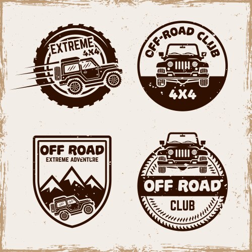 Off-road suv car vintage labels emblems badges Vector Image