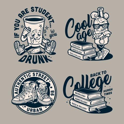 Vintage monochrome college logos Royalty Free Vector Image