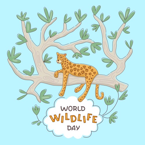 World wildlife day lettering poster with woman Vector Image