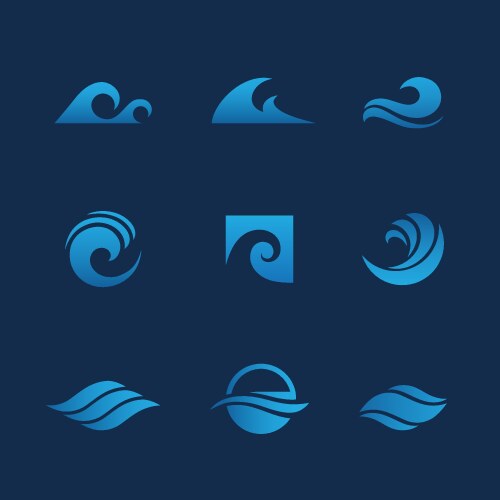 Water waves design elements set Royalty Free Vector Image