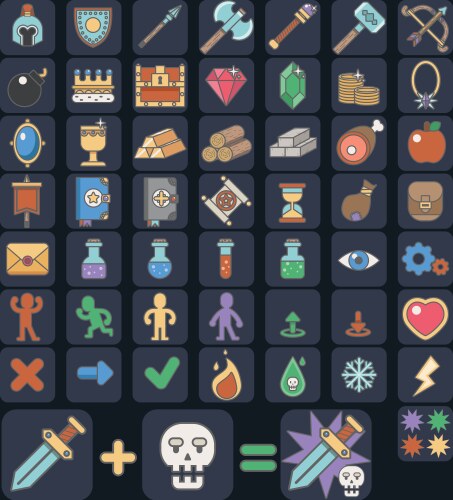 Game icons medieval viking inventory heroes Vector Image