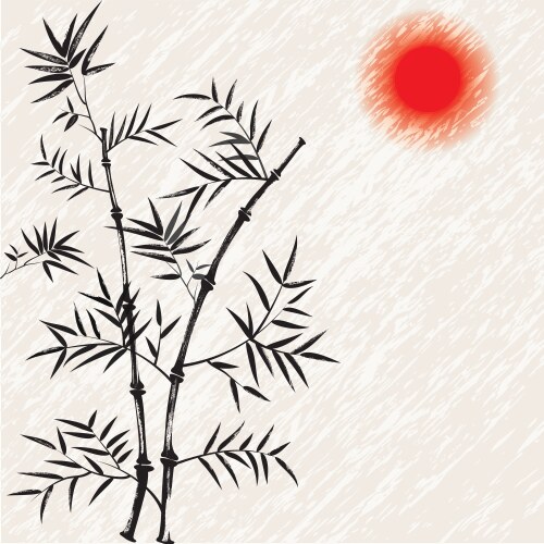 Red bamboo plant japanese chinese design pattern Vector Image