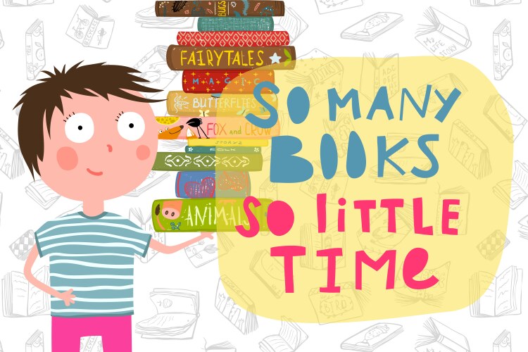 Font design for word library with kids reading Vector Image