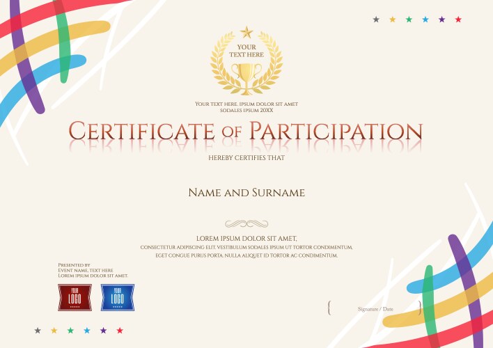 Modern blue certificate completion template Vector Image