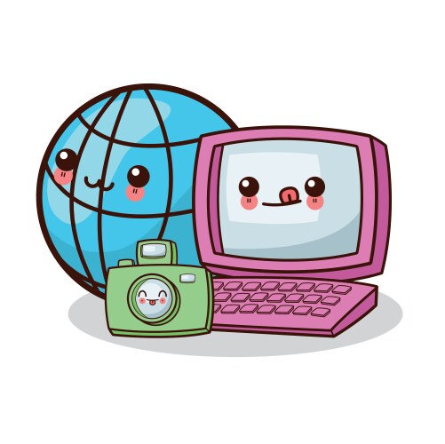 Isolated kawaii laptop design Royalty Free Vector Image