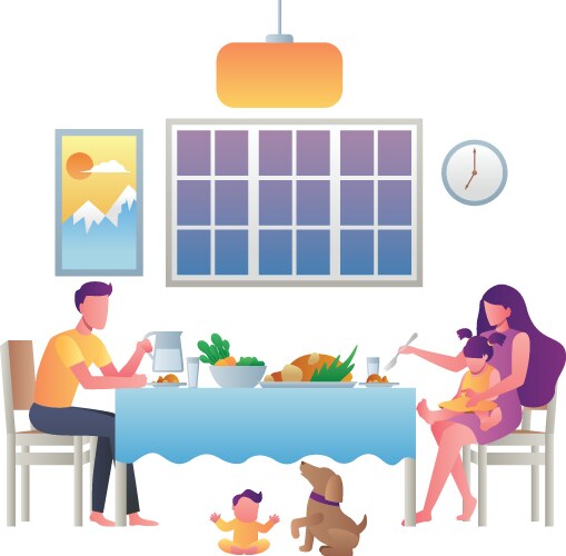 Family Eating Dinner at Table Cartoon Vector Images (over 1,700)