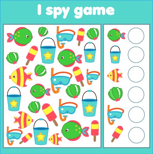 I spy game for toddlers find and count objects Vector Image