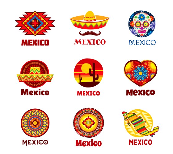 Mexico icons traditional Royalty Free Vector Image