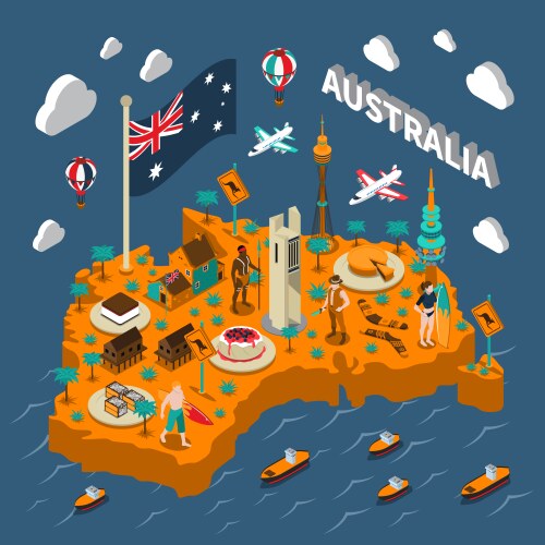 Australia tourist map Royalty Free Vector Image