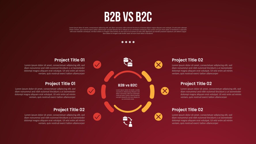 B2b vs b2c business infographic for comparison Vector Image