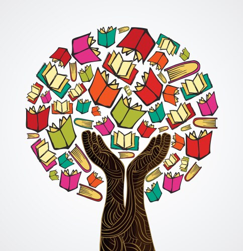 Book with tree Royalty Free Vector Image - VectorStock