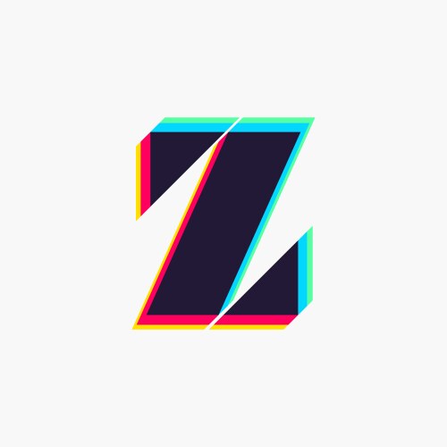 Logo letter z glitch distortion Royalty Free Vector Image